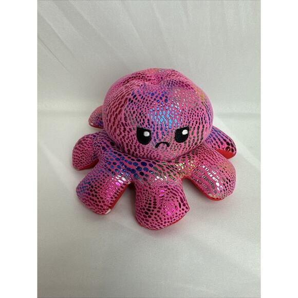 Plush | Toys | Plush Octopus Sparkle Pinkred Small Reversible Smiling ...